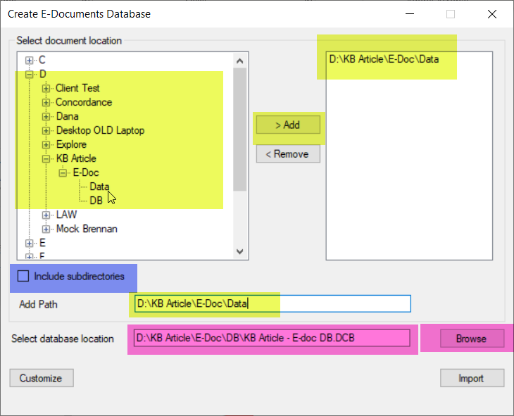 How do I Create an eDOC database using Raw Natives Files?
