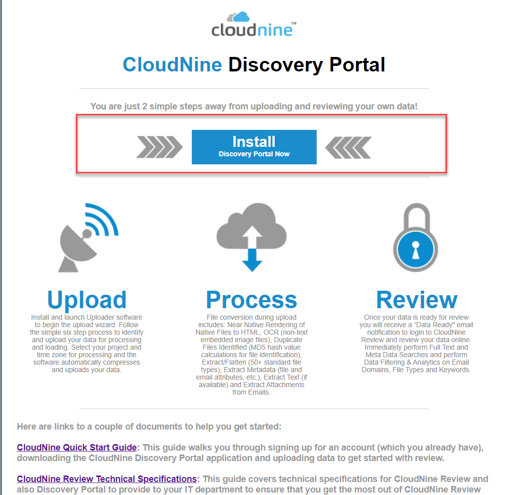 CloudNine Review: How do I upload data to CloudNine Review?