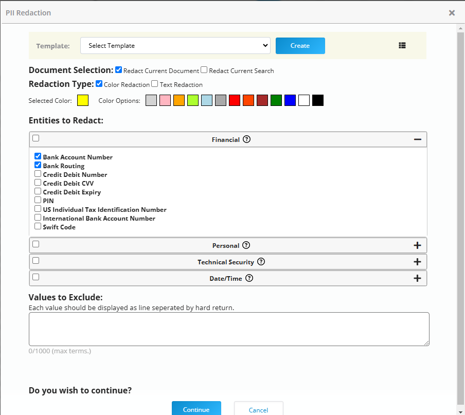 CloudNine Review: Can I save my PII Redaction settings?