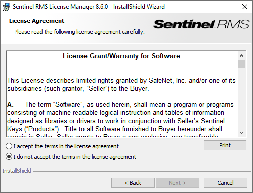 Installing the Sentinel RMS License Manager